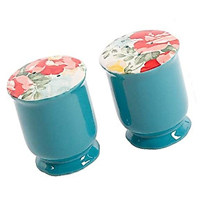 The Pioneer Woman Vintage Floral Ceramic Salt and Pepper Shaker Set,red, white, green