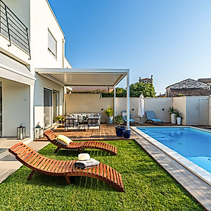 Devoko Patio Chaise Pool Lounge Outdoor Folding Wooden Lounge Chair for Outside Waterproof Lounge Chair (2 Piece)