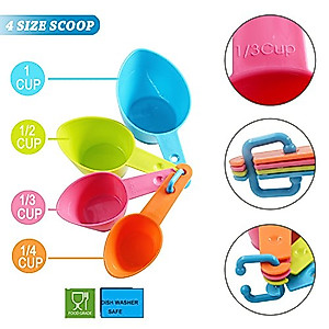HINMAY Pet Food Scoops Plastic Measuring Cups Set for Dog Cat and Bird Food (Random Color)