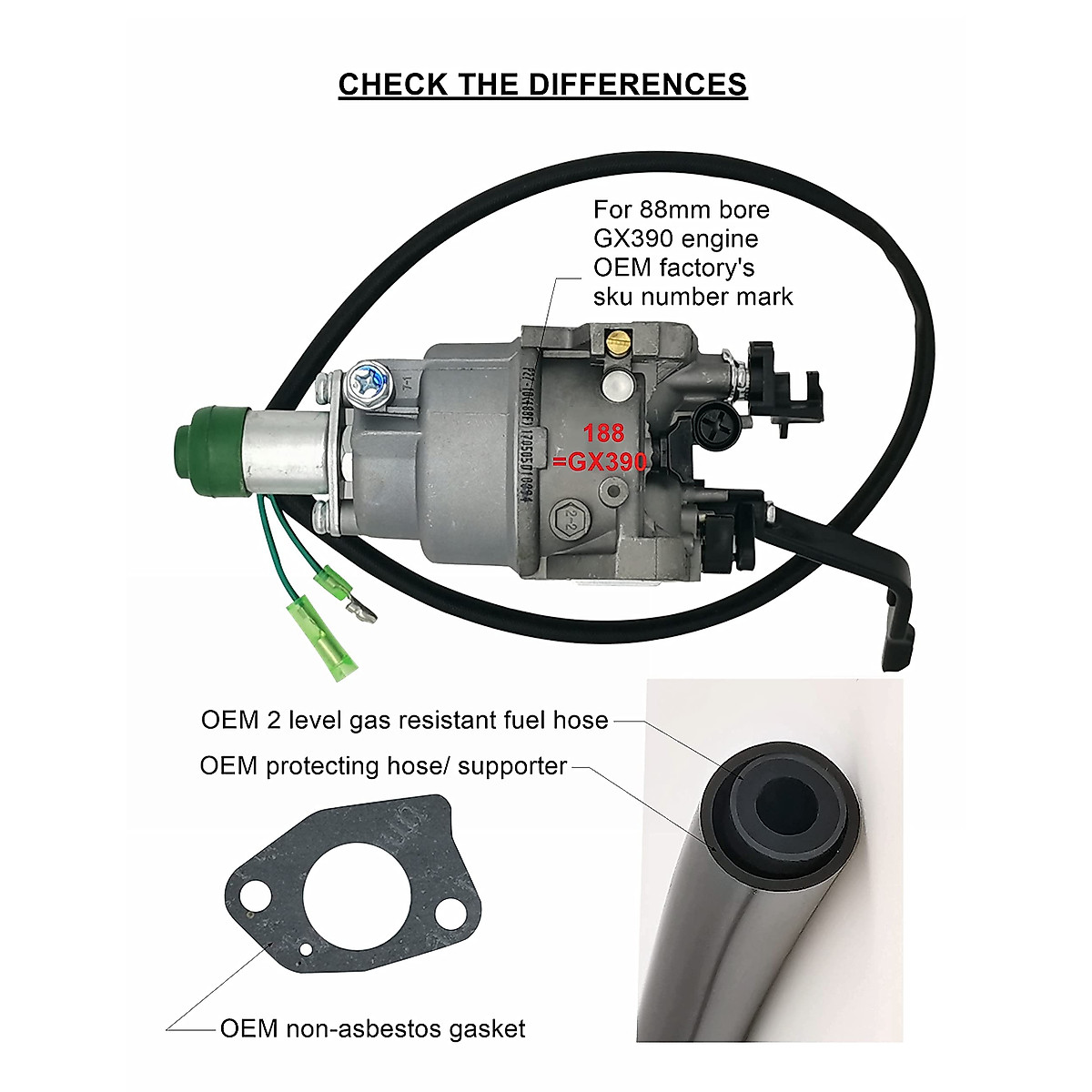 YAMAKATO Huayi P27-1D Gasoline Generator Carburetor Kit OEM for Champion Predator Generac 420cc 439cc 459cc GX390 Powered 6500 8750 9000 5500 7000 8000 7500 9500 etc.…