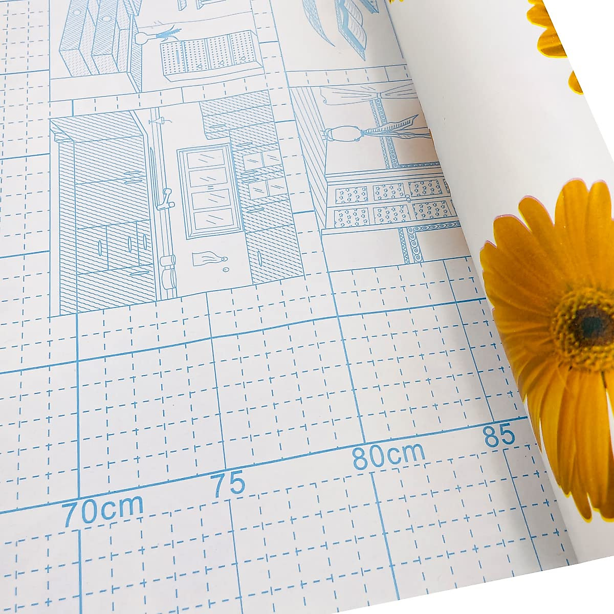 Yifely Peel & Stick Shelf Liner Removable Countertops Paper for Covering Apartment Old Drawer Cabinets, Yellow Daisy, 17.7 Inch by 9.8 Feet