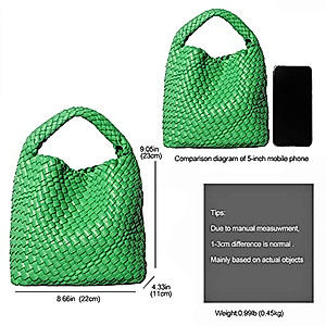 BZXHVSHA Handmade Woven Handbags and Purses for Women Bucket Bag (Green)