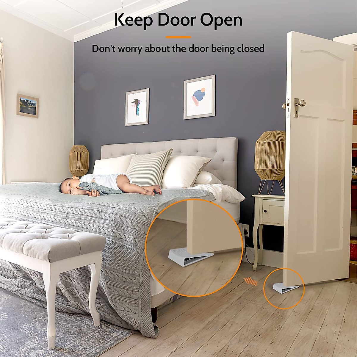 3 Pack Door Stoppers for Bottom of Door, Optish Rubber Door Stop Non Slip Doorstop, Door Stopper Wedge for Carpet, Hardwood, Tile, Stone and Concrete, Hold The Door Open in Both Directions