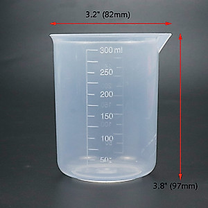 Antrader Kitchen PP Measuring Cup Scientific Plastic Graduated Beaker Transparent 250ml-300ml, 3-Pack
