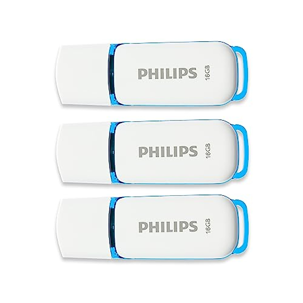 PHILIPS 16GB Flash Drive, Snow Edition USB 2.0 - White/Blue - 3-Pack