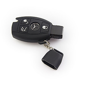 Xotic Tech Black Soft Silicone Key Fob Shell Cover Case w/ Keychain, Compatible with Mercedes Benz C E R S M GLK CLA CLK GLS W164 W204 W205 S204 S205 W212 W221 3-Button Smart Keyless Entry Key