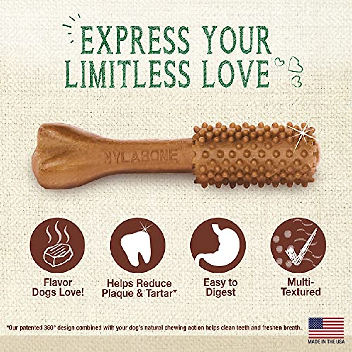 Nylabone Nutri Dent Dog Dental Treats - Natural Dog Teeth Cleaning & Breath Freshener - Dental Treats for Dogs - Filet Mignon Flavor, Medium (40 Count)