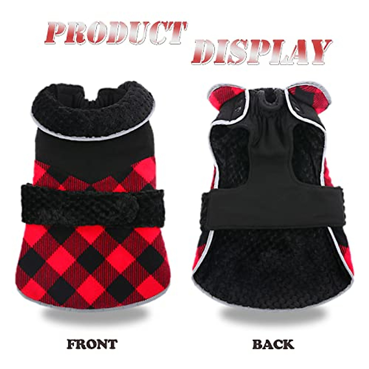 ROZKITCH Reversible Dog Winter Coat Vest, British Style Plaid Fleece Warm Christmas Clothes, Warm Reflective Cold Weather Dog Jacket with Harness Hole for for Small Medium Large Dogs Puppy 3XL