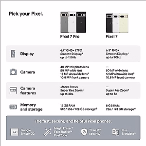 Google Pixel 7 Pro - 5G Android Phone - Unlocked Smartphone with Telephoto/Wide Angle Lens, and 24-Hour Battery - 128GB - Obsidian