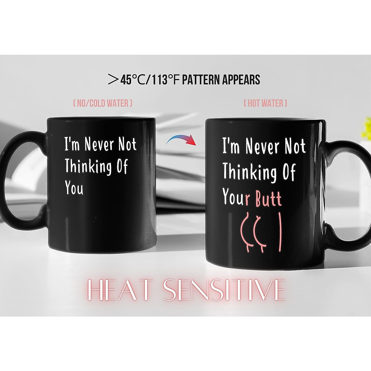 Onebttl Funny Gifts for Girlfriend Wife, Girlfriend Gifts for Her, Birthday Gift for Girlfriend Wife from Boyfriend Husband, 12oz Heat Sensitive Magic Coffee Mug- But