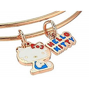 Alex and Ani Hello Kitty Duo Charm Bangle Bracelet Shiny Rose Gold One Size