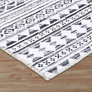 COZYLOOM Large Area Rug 9x12 Modern Geometric Floor Cover Non-Slip Washable Living Room Rug Boho Indoor Non-Shedding Area Rug Bedroom Home Office Kitchen Dining Room Throw Carpet Light Grey