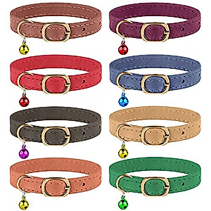 Cat Collar Adjustable Soft Genuine Leather Pet Collars for Cats Kitten Puppy Small Dogs (Burgundy)
