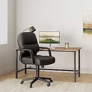 HON Pillow-Soft Mid-Back Chair with Center-Tilt and Fixed Arms, Black