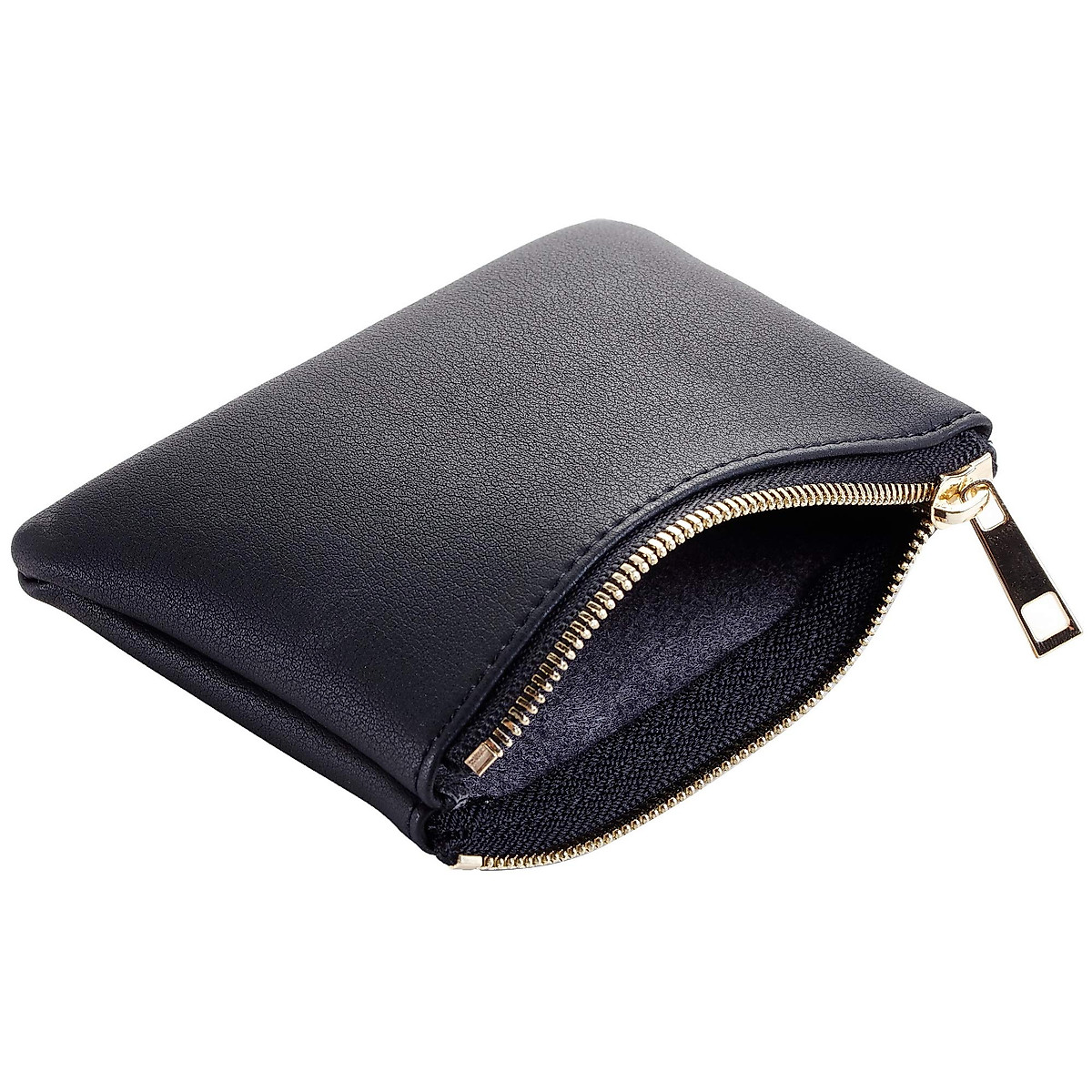 Chelmon Vegan Leather Coin Purse Pouch Change Purse With Zipper For Men Women (Black Up)