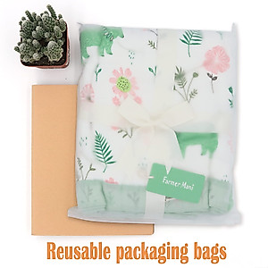 Farmer Mani Floral Bear Muslin Swaddle Blankets, Baby Muslin Quilt for Boys Girls Toddlers, Everything Blanket, Stroller Cover, Large 43"X45"(Flower Bear)