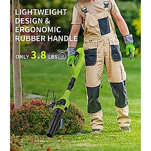 GardenJoy 40V Cordless Leaf Blower - 500CFM Brushless Electric Handheld Leaf Blower with Battery and Fast Charger, 2 Variable Speeds, Lightweight Portable Power Leaf Blowers for Lawn Yard Garden Care