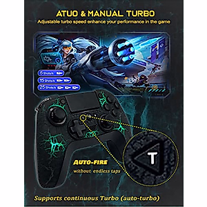 TJPD Wireless Controller for PS4, Wireless Remote Gamepad with Unique Cracked Design/8 Adjustable LED Colors/Programmable Back Buttons/Super Turbo/Dual Vibration, Widely Compatible with PS4/PC/iOS