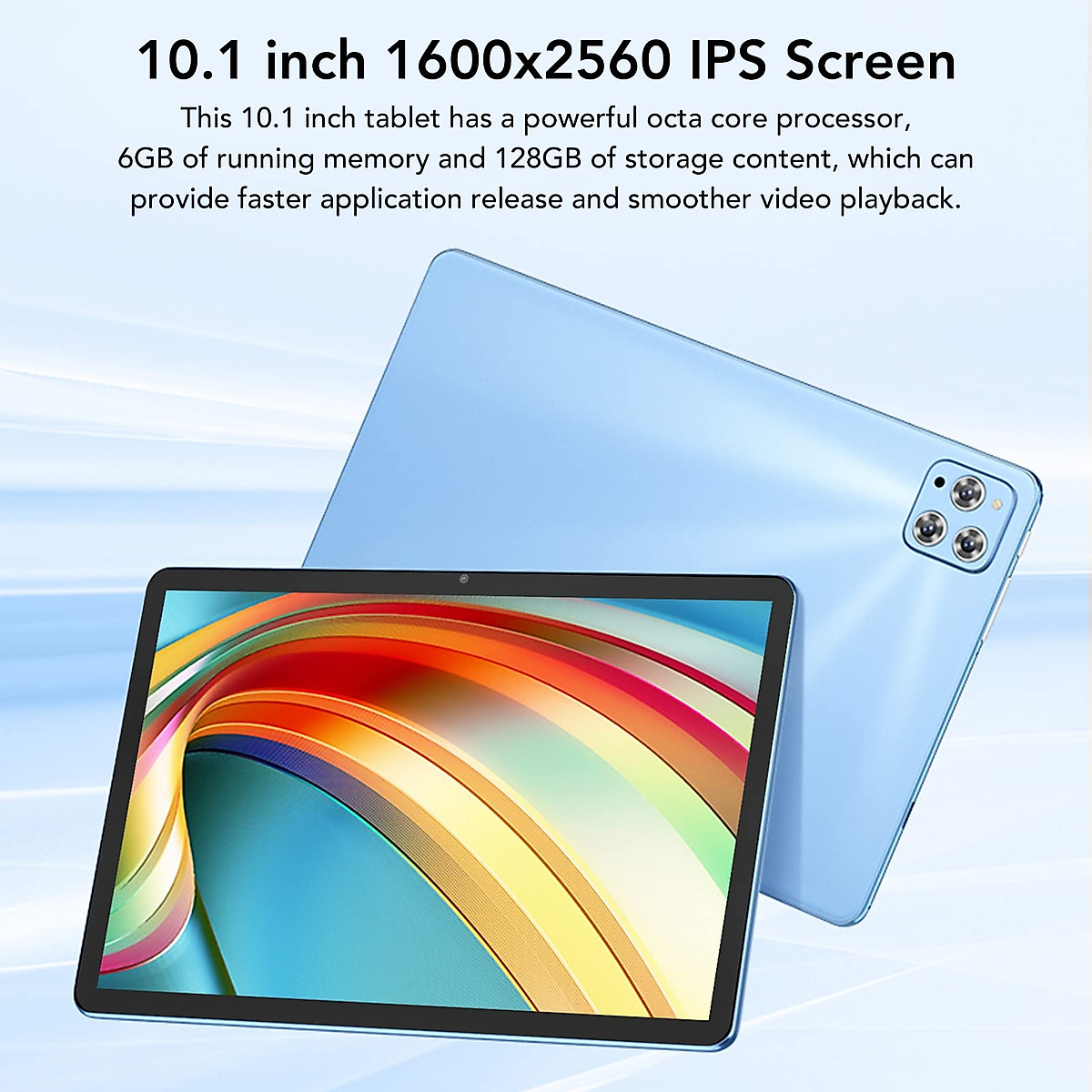 10.1 Inch Tablet, 6G RAM 128G ROM, 1600x2560 Octa Core, 5G WiFi Calling Tablet for Android10.1, 100‑240V, Full HD IPS Screen (US Plug)