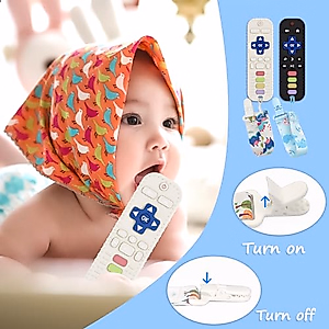 2 Pack Silicone Baby Teething Toys,Pacifiers for Toddlers Infant,Remote Control Shape Baby Teething Toys for Babies 6-12&12-18&18-24 Months,Remote Teether for Baby Chew Toys,Black+White