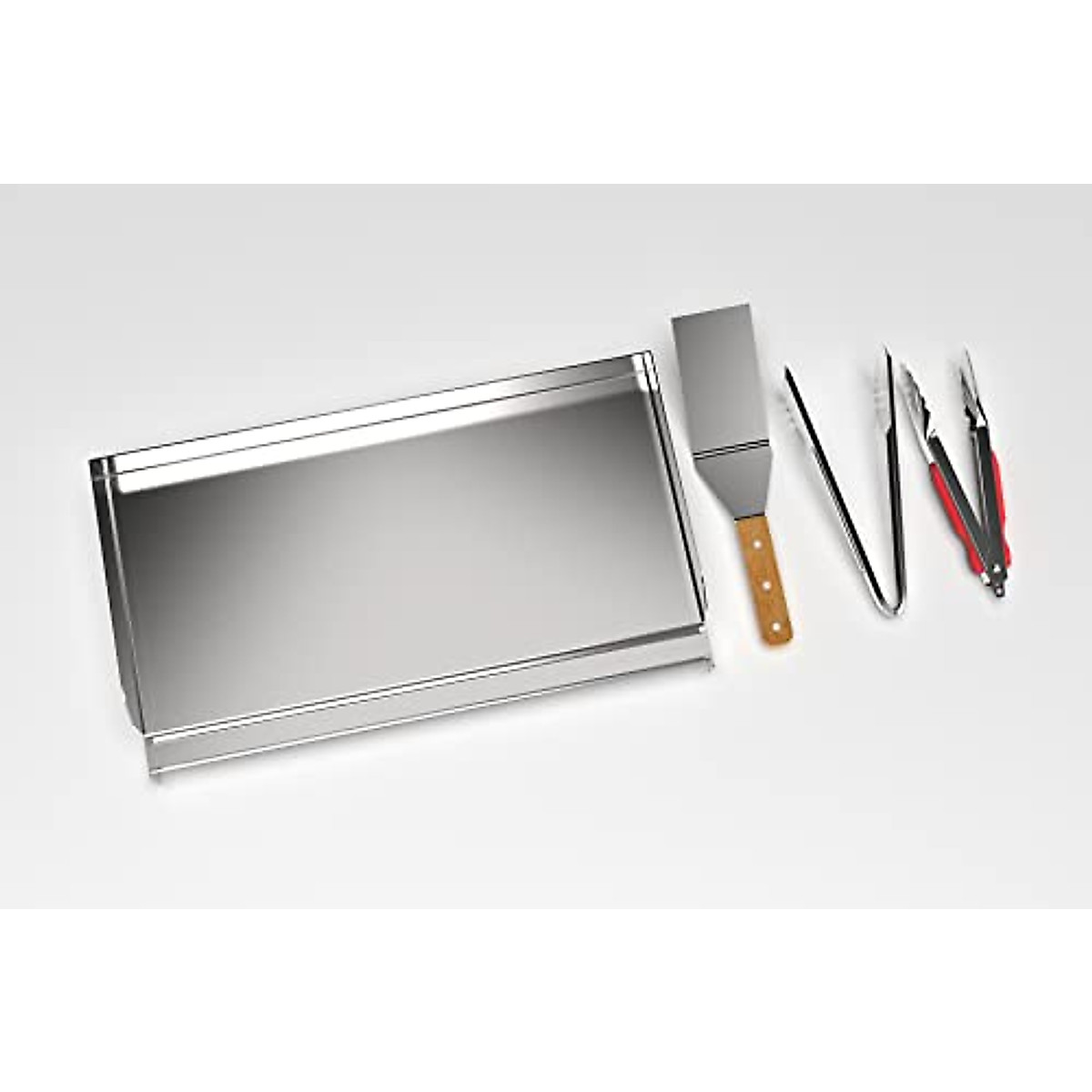 SINWENDA Griddle-X 19.7" x 11" x 3“ Stainless Steel Universal Rectangula Grill plate Set with Spatula and Tongs for Gas/Charcoal/Campfire Grills