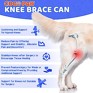 Dog Knee Brace for Torn ACL Hind Leg, Strong Dog Leg Braces for Back or Front Leg with 2 Metal Strips, Adjustable Anti-slip Dog ACL Hip Brace for Large Medium Small Dogs with Cruciate Ligament Injury