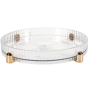 YQL Lazy Susan Turntable, Makeup Perfume Organizer 360 Degree Rotating 11Inch Clear Turntable Organizer for Cabinet with Gold Non-Slip Base