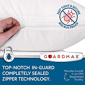 Guardmax Premium Pillow Protector with Zipper Body Size - Waterproof and Bed Bug Proof Pillow Covers - Pillowcases Protect Against Allergens, Dust Mites, Bed Bugs, and Liquid Spills