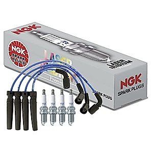 NGK Wire & 4 Laser Iridium Spark Plugs Kit For Daewoo Lanos 1.6 L4