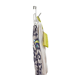 ClosetMaid Over The Door Hanger Rack with Two Hooks, for Hats, Scarves, Belts, Towels, Jackets, Nickel Finish