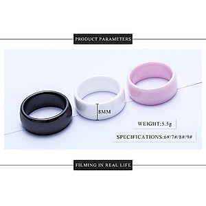 PAURO Women's Ceramic Jewelry High Polished Classic Design Engagement Wedding Band Ring Pink Size 9