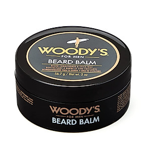 Woody's 2-in-1 Beard Balm, Facial Hair Conditioner and Style Wax, with Coconut Oil, Panthenol, and Natural Beeswax, 2 Oz