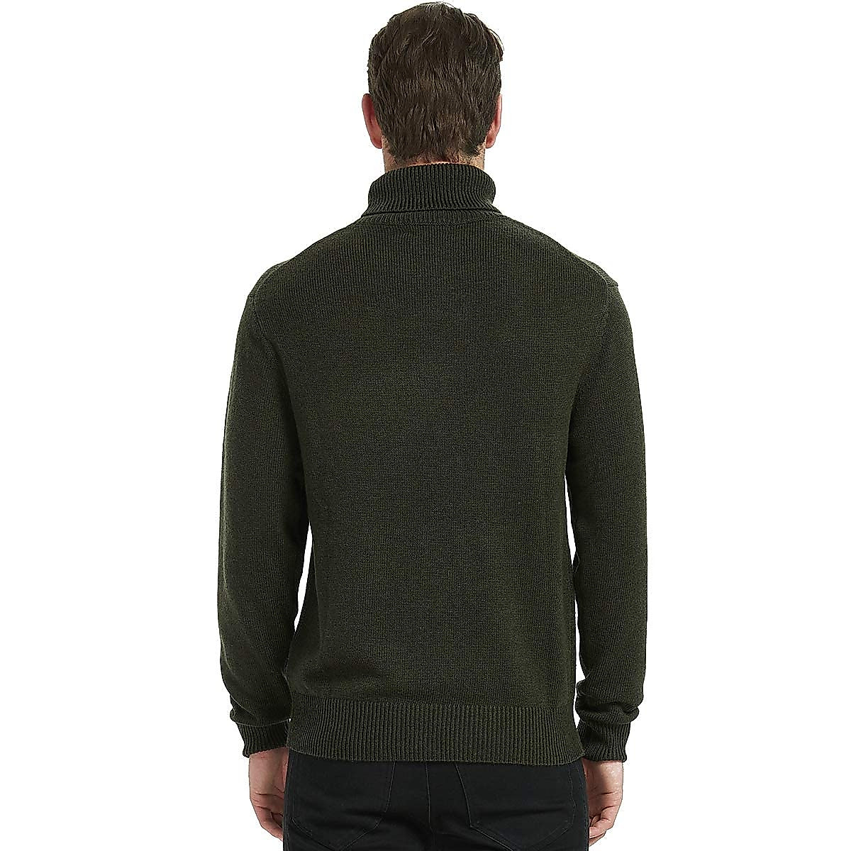 Kallspin Men's Turtle Neck Sweaters Wool Blended Mid-Weight Long Sleeve High Neck Pullover Sweaters(Dark Green,4X-Large)