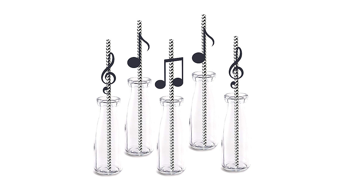 Music Notes Straw Decor - Perfect for Baby Showers & Birthdays