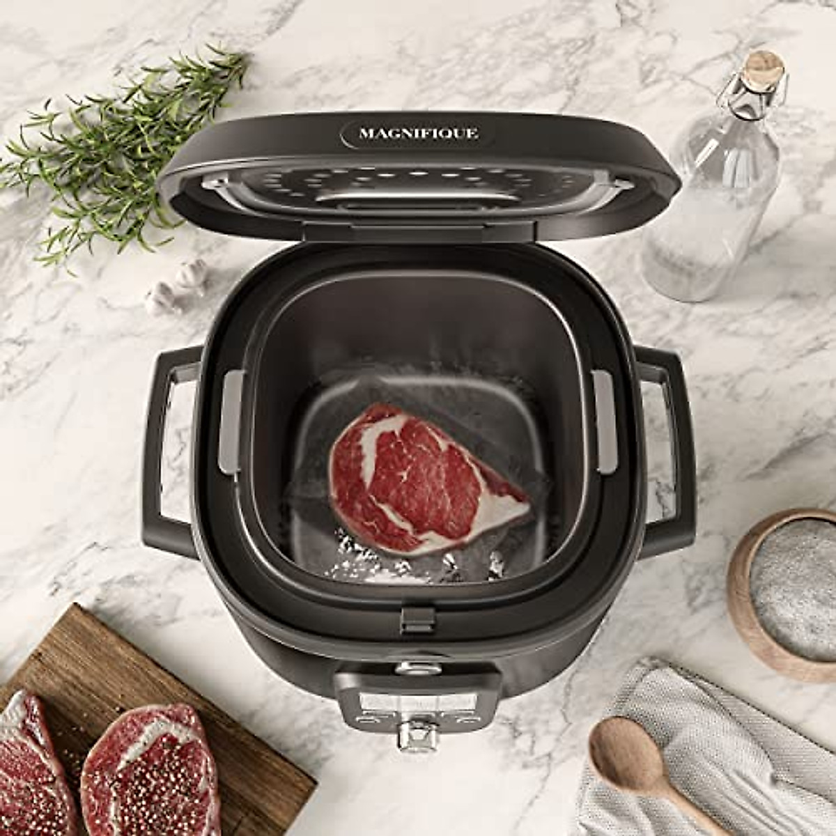 Magnifique 6 Quart Multi Slow Cooker with Two Temperature Probe + Precision Sous-Vide, 8-in-1 to Steam, Bake, Roast, Sear, Sauté, Yogurt Maker, Delay Start Programmable, Stainless Steel