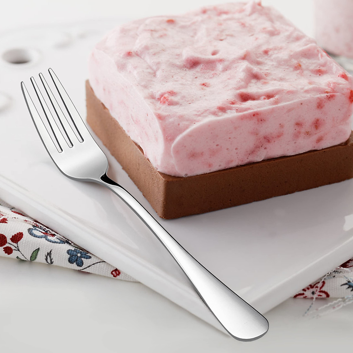 LIANYU 24-Piece Forks and Spoons Silverware Set, 12 Teaspoon and 12 Salad Fork, Stainless Steel Flatware Cutlery Set for Home Kitchen Hotel, Mirror Finished, Dishwasher Safe