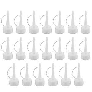 JCBIZ 20pcs Precision Tip Applicator Caps Replacement Transparent Plastic 24 Threads Dispensing Caps for Squeeze Bottles Glue Bottles, Painting, Crafts Repair