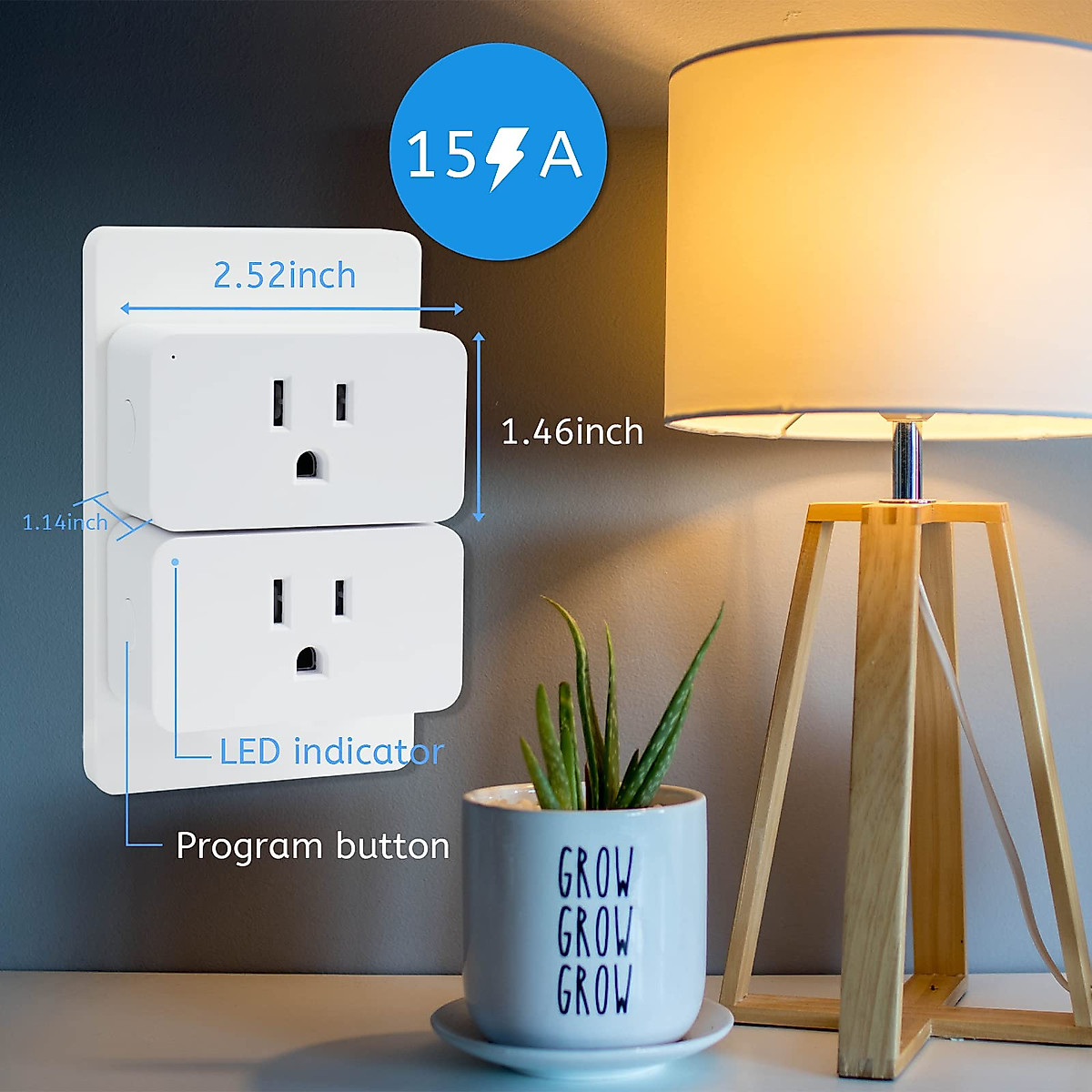 New One Smart Plug 4 Pack, 2.4G WiFi Outlet, Indoor Smart Plug Work with Alexa, Google Assistant, Smart Life, FCC ETL Listed, 15A and Max 1875W