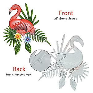huangpai 4 Pack Flamingo Wall Decor Metal Parrot Art Bird Indoor Outdoor Waterproof Garden Decoration Covered Areas For Home Patio Yard