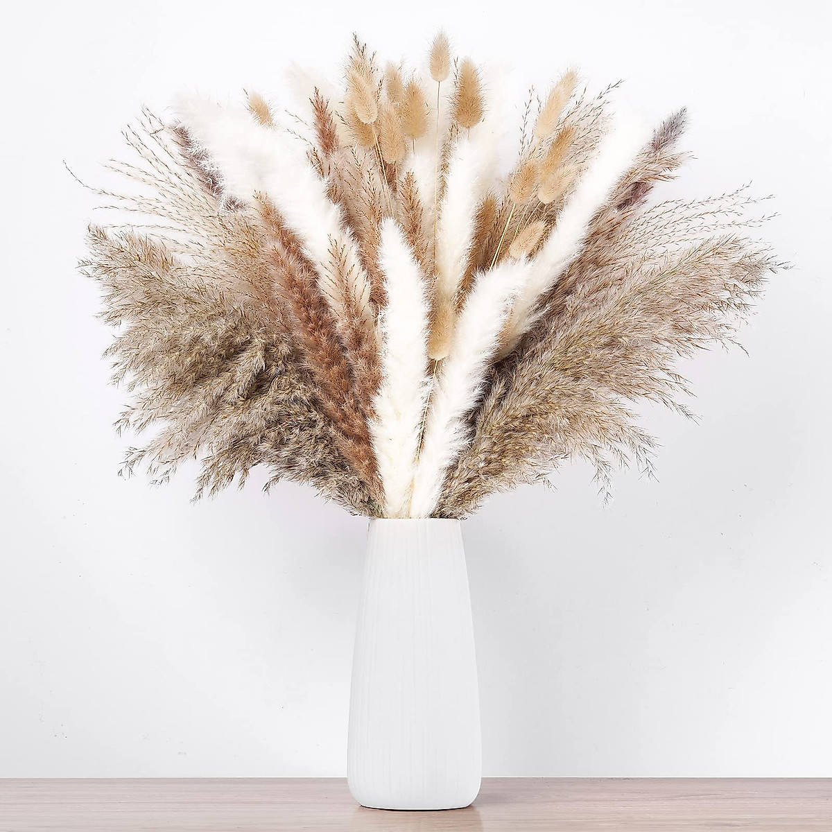 95PCS Dried Flowers Pampas Grass Boho Decor, Dried Pampas Grass for Boho Home, Wedding, Baby Shower Decorations, Bunny Tails Dried Flowers, Table Decor Home Decorations
