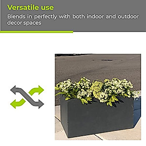 Kante 31.1" L Long Rectangular Concrete Planter, Large Outdoor Indoor Garden Pots with Drainage Hole and Rubber Plug, Charcoal