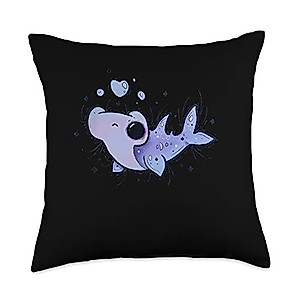 Hammerhead shark Cute Kawaii Art Throw Pillow, 18x18, Multicolor