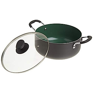 Gibson Home Eco-Friendly Hummington Forged Aluminum Non-Stick Ceramic Cookware with Soft Touch Bakelite Handle, 5-Quart Dutch Oven, Grey and Green