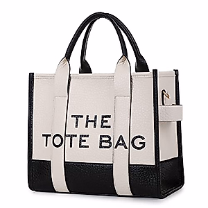 JQWSVE The Tote Bag for Women - Trendy Color Block Designer Handbag Canvas Tote Purse Shoulder Bag Large Hobo Crossbody Bag