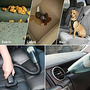 Deep Touch Car Vacuum Cleaner High Power Handheld Vacuum LED 12V Car Vacuum Auto Accessories Cleaning Kit for Car Interior 16 Ft Cable