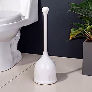 YANXUS Toilet Plunger, Hideaway Toilet Plunger with Caddy, Plungers for Bathroom with Holder, Heavy Duty Toilet Plunger with Holder - White