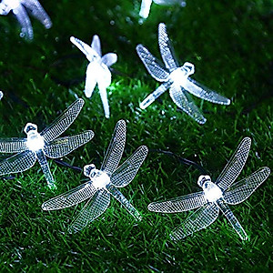SEMILITS Solar String Light Waterproof Outdoor Fairy Lights 22Ft 30 Crystal Dragonfly LEDs for Pation,Homes,Gardens