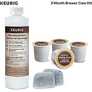 Keurig K-Supreme SMART Coffee Maker, Gray & 3-Month Brewer Maintenance Kit Includes Descaling Solution, Water Filter Cartridges & Rinse Pods, Compatible Classic/1.0 & 2.0 K-Cup Coffee Makers, 7 Count