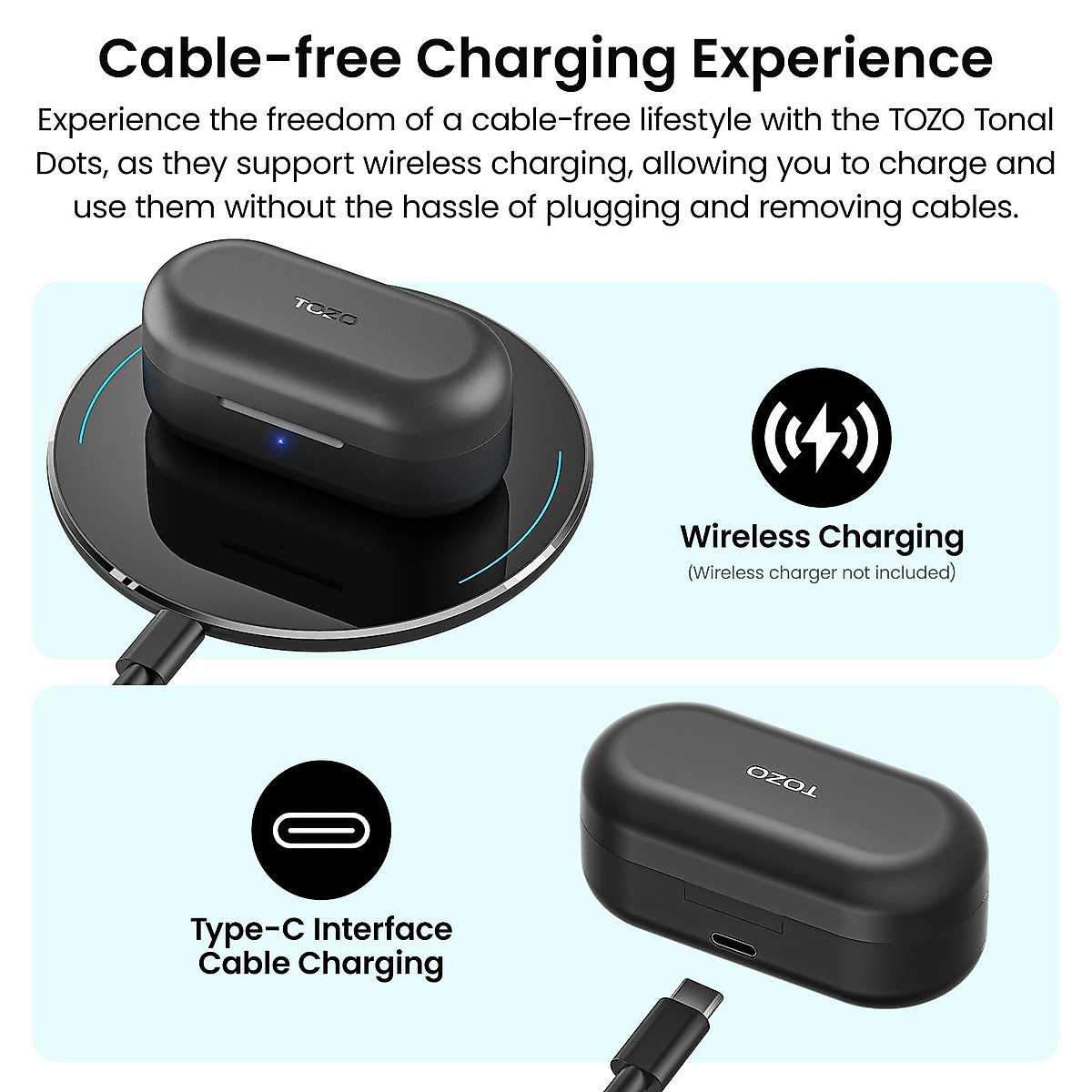 TOZO T12 (Compact Ergonomic Edition) Wireless Earbuds Bluetooth 5.3 Headphones, Call ENC Noise Cancelling Mic, 55Hrs Playtime App Customize EQ IPX8 Waterproof LED Digital Display Premium Sound Headset