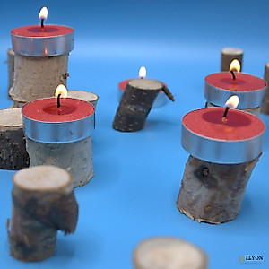 Elyon 96 Apple Cinnamon Scented Red Wax Tealight Candles in Tin Holder, Pleasant Fragrance 4 Hour Burn-Time